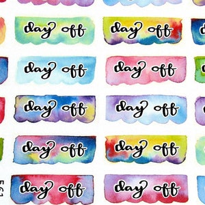 Day off Banner Stickers, Watercolor Stickers, Day off Planner Stickers ...