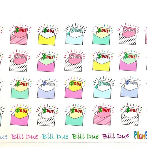 Bill Due Planner Stickers Payment Due Stickers Bill Due Icon - Etsy