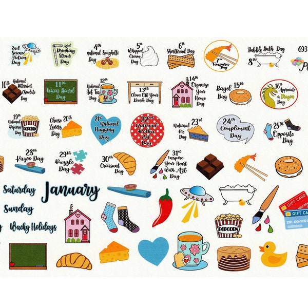 January Calendar Stickers - Etsy