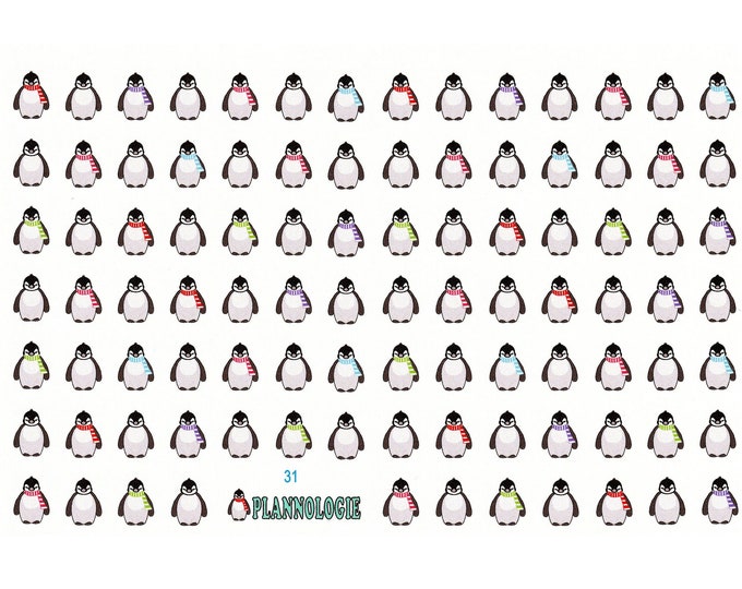 Penguin Number Planner Stickers Penguin Date Cover Stickers Penguin ...