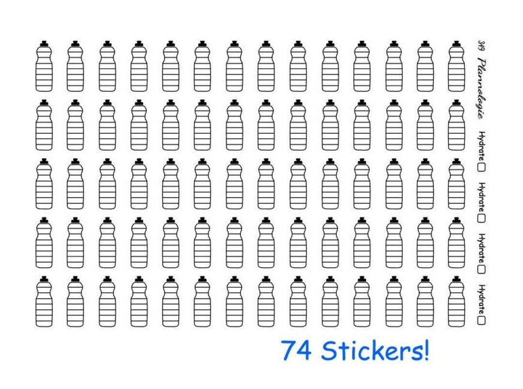 Water Bottle Hydration Tracker Stickers - Planner Stickers - Health ...