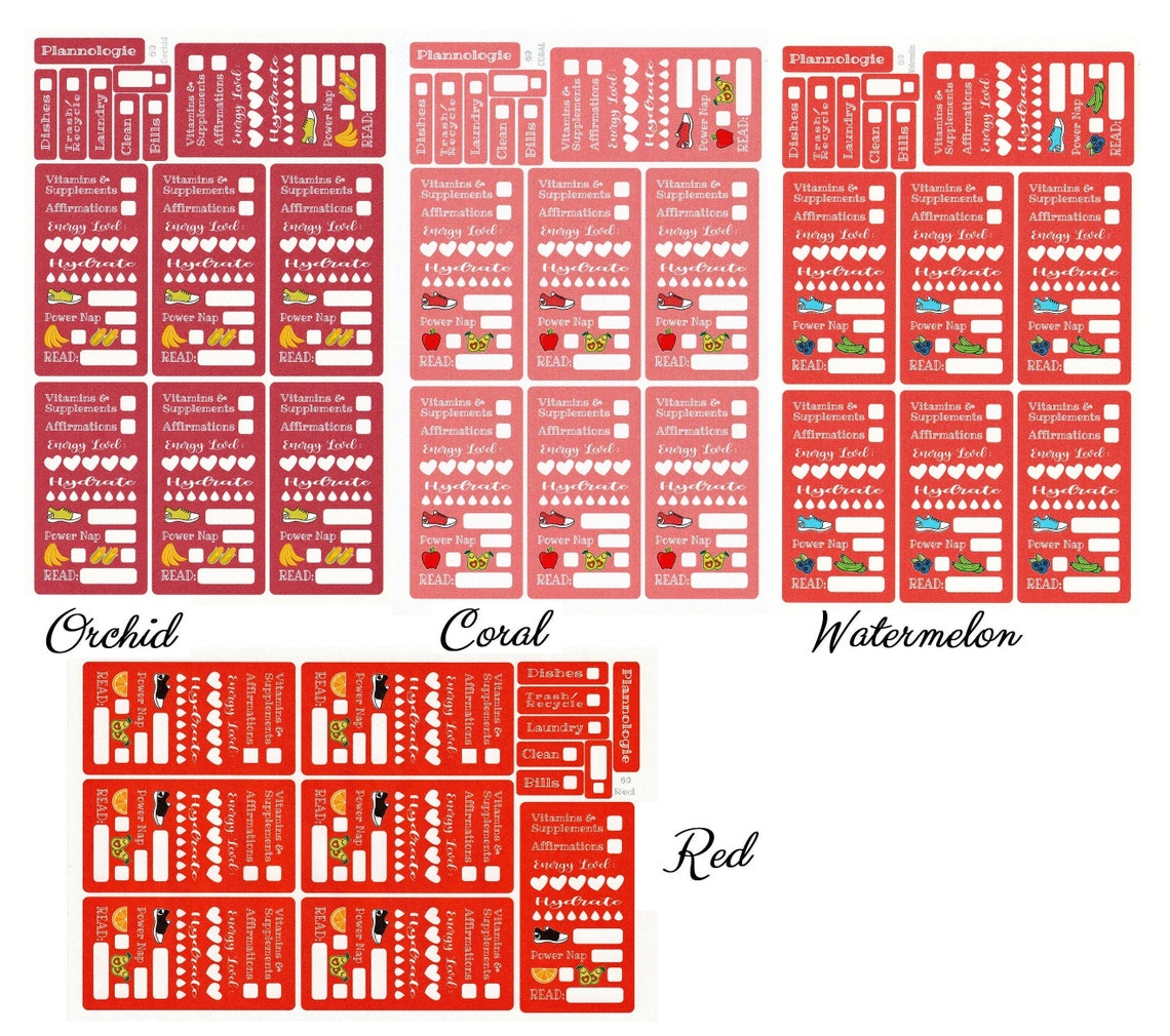 Daily Planner Checklists Stickers One Color Per Sheet Also | Etsy