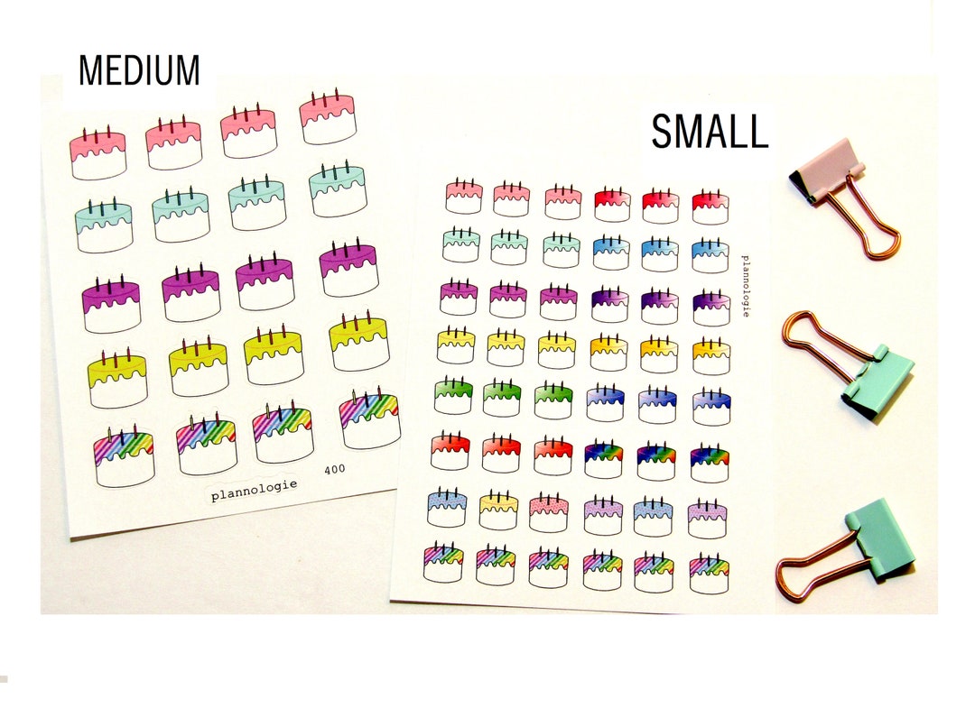 Birthday Cake Planner Stickers Birthday Stickers Celebration Stickers ...