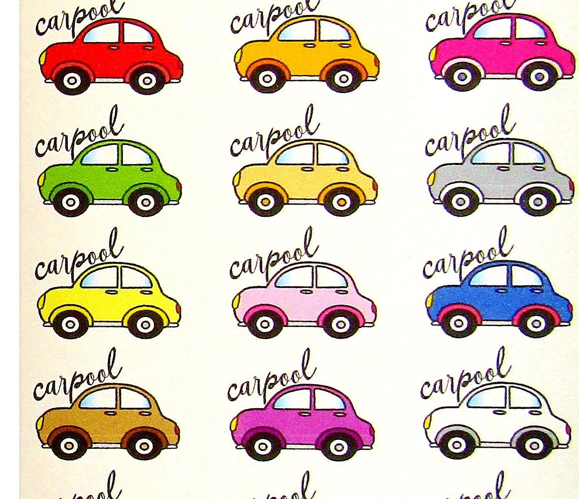 Carpool Planner Stickers Car Pool Drop Off Pick Up Kids | Etsy
