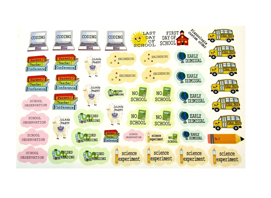 CUSTOM Teacher Planner Stickers - Teacher Stickers - School Stickers ...