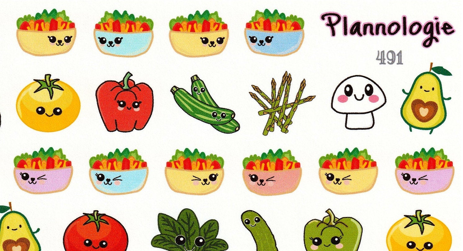 Mini Salad and Veggies Planner Stickers - Etsy