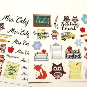 CUSTOM Teacher Planner Stickers - Teacher Stickers - School Stickers ...