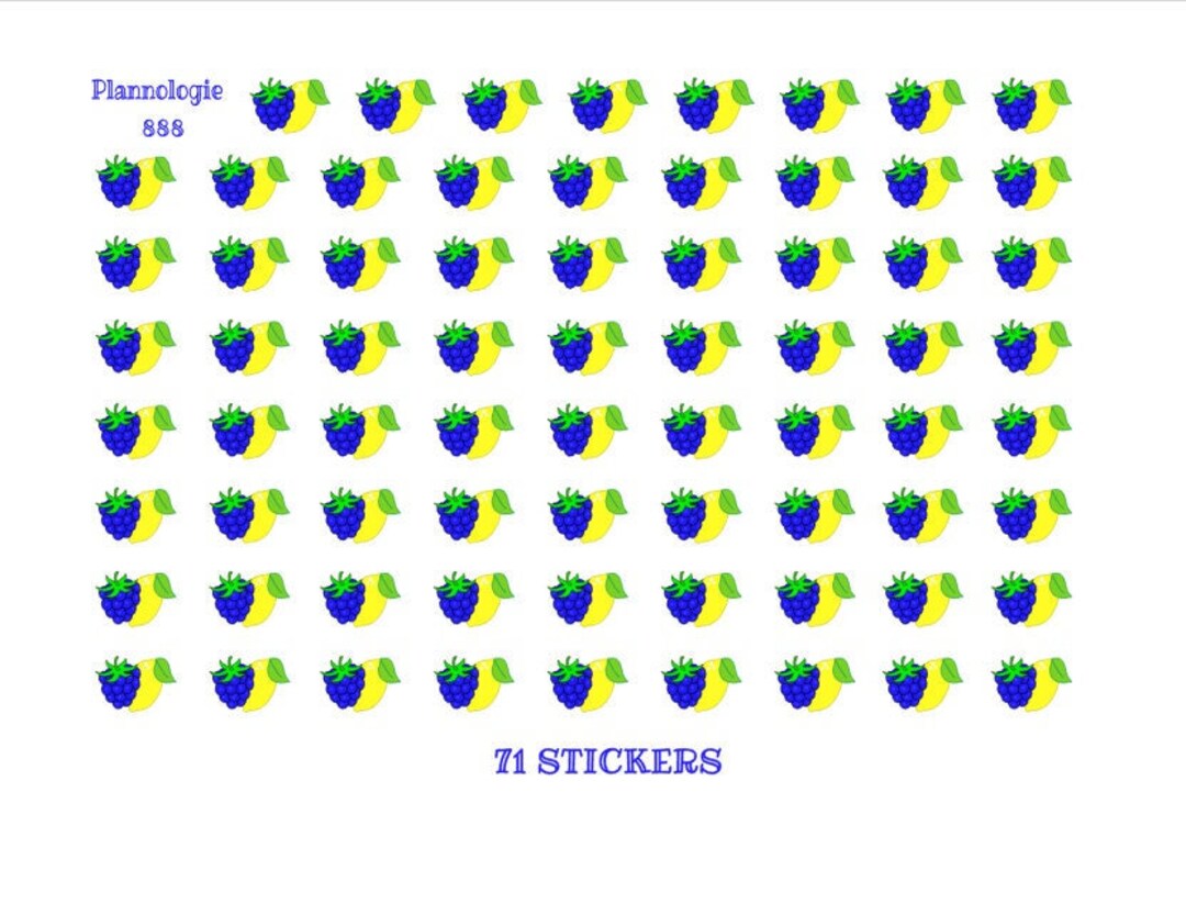 Blue Raspberry Lemon Stickers - Planner Stickers - Fruit Stickers ...