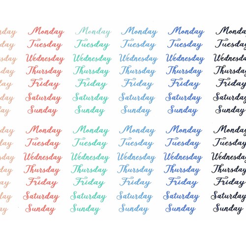 Days of the Week Printable Planner Stickers Date Cover - Etsy