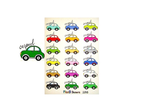 Carpool Planner Stickers Car Pool Drop Off Pick Up Kids | Etsy