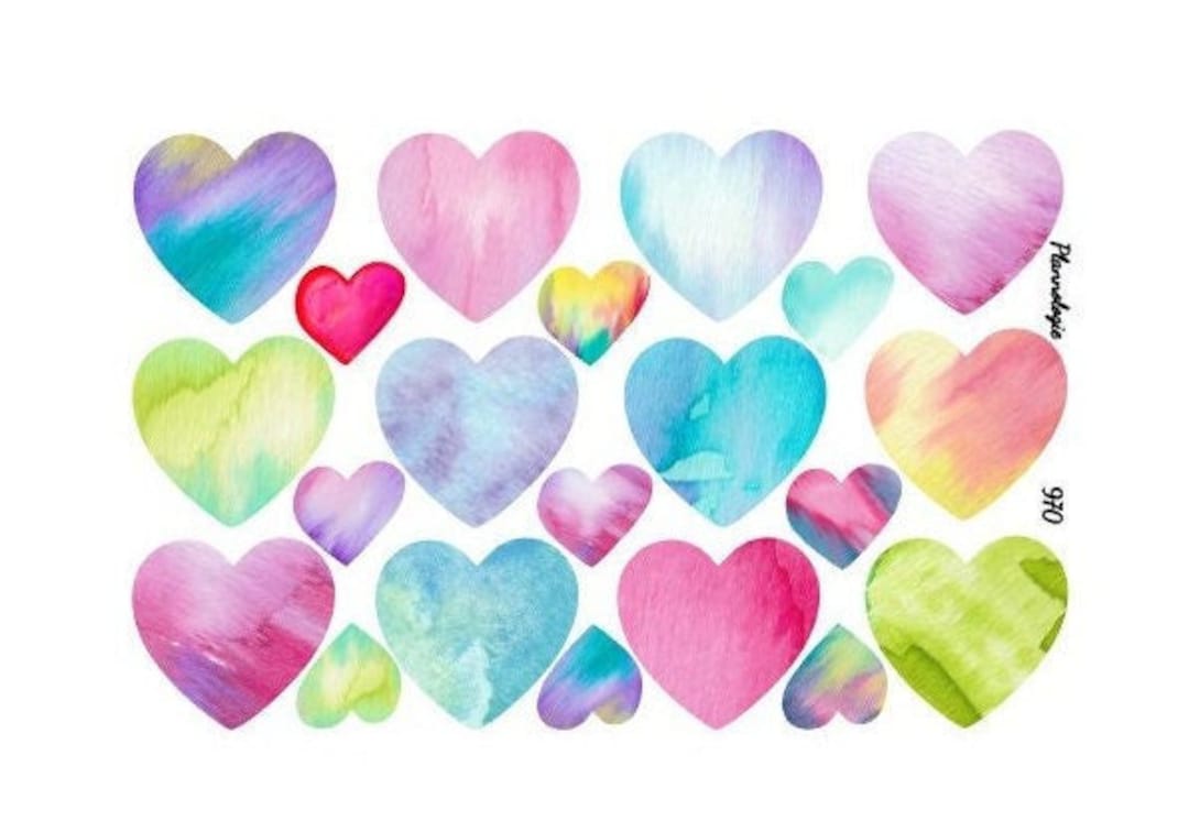 Watercolor Heart Stickers - Journal Stickers - Planner Stickers - Etsy