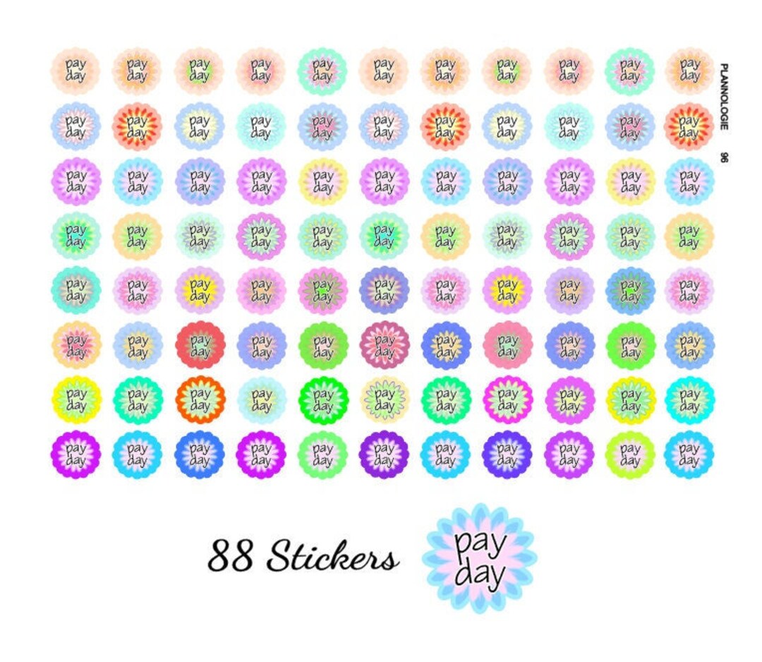 Pay Day Planner Stickers, Flower Stickers, Salary Stickers, Finance ...