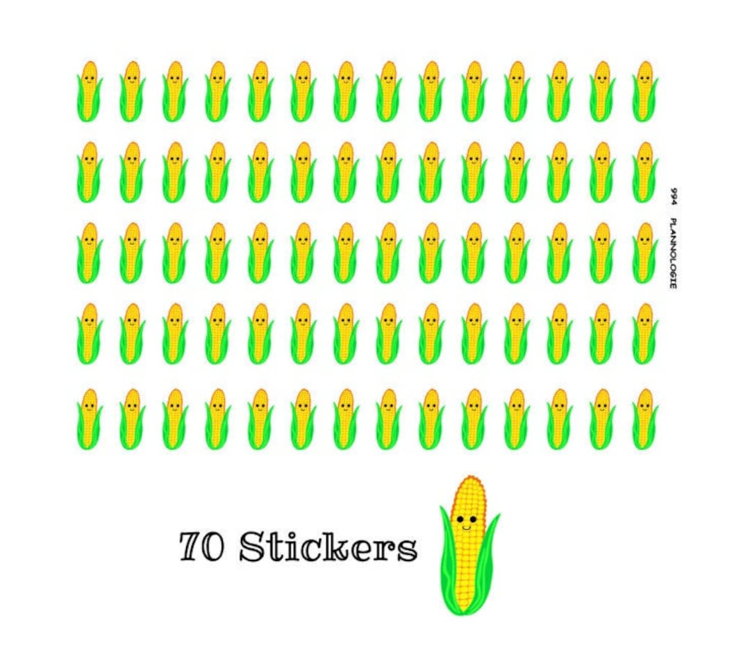 Corn Icon Stickers - Corn on the Cob - Food Stickers - Menu Planning ...