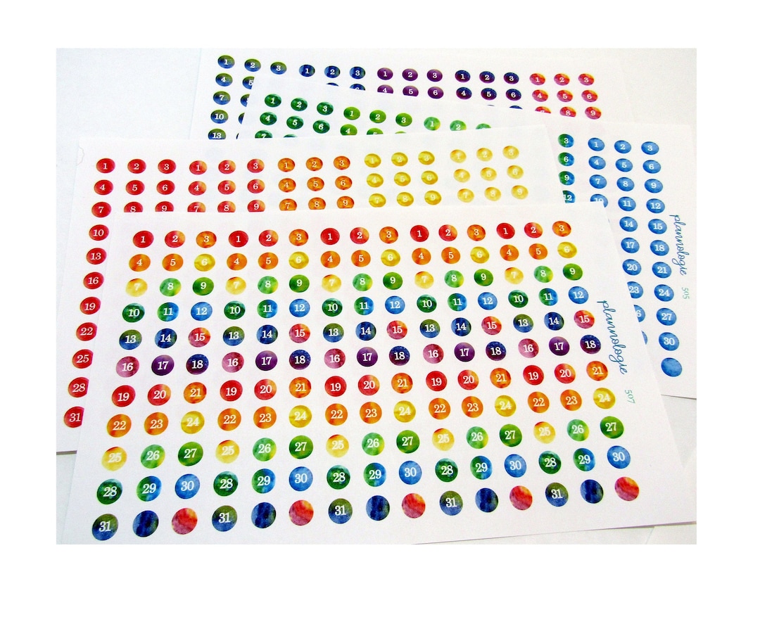 Date Dot Planner Stickers - Date Cover Stickers - Calendar Numbers ...