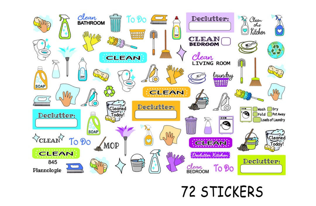 Cleaning Icon Stickers - Planner Stickers - Declutter Stickers ...