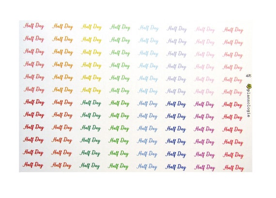 Half Day Stickers Planner Stickers Work Stickers School | Etsy