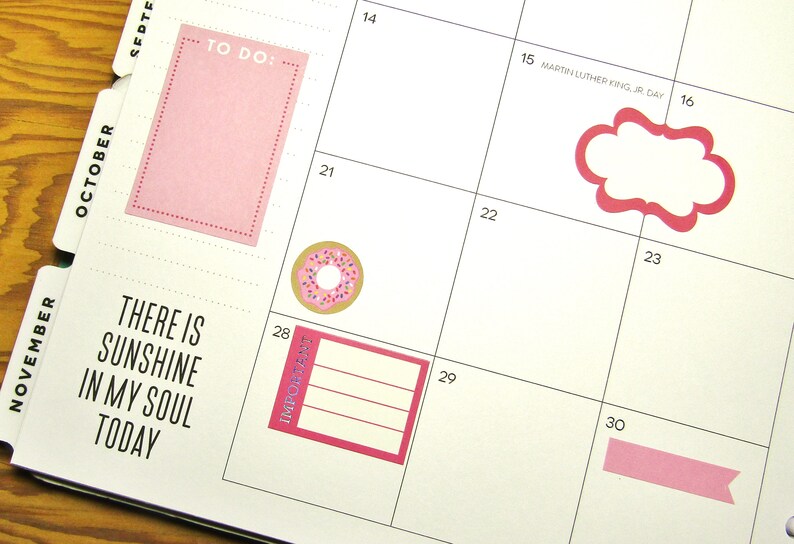 Pink Glazed Donut With Sprinkles Stickers Planner Calendar | Etsy