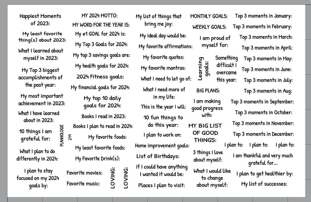 2025 Journal Prompts - Goal Setting - Journal Stickers - Planner ...