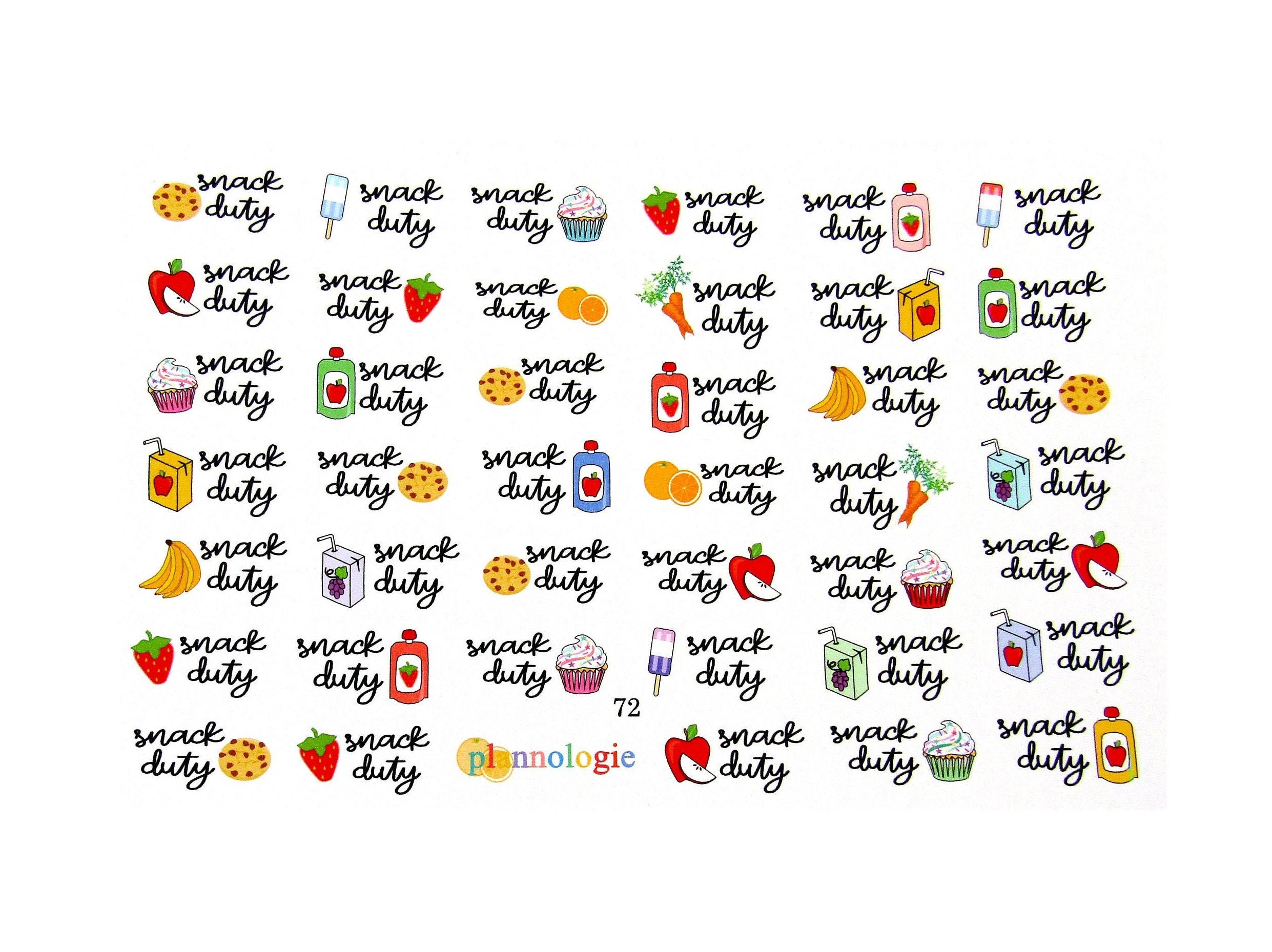 Snack Planner Stickers School Preschool Snack Stickers | Etsy