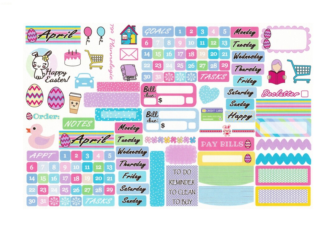 April Monthly Basics Sticker Kit - Planner Stickers - Spring Stickers ...