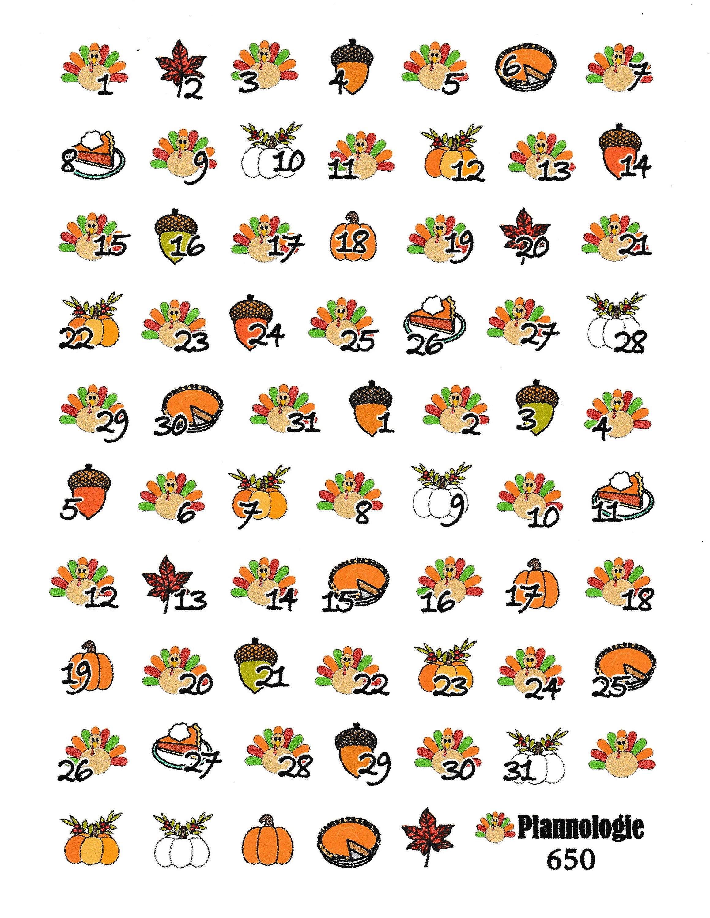 Thanksgiving Date Cover Ups Date Dots Thanksgiving Planner - Etsy