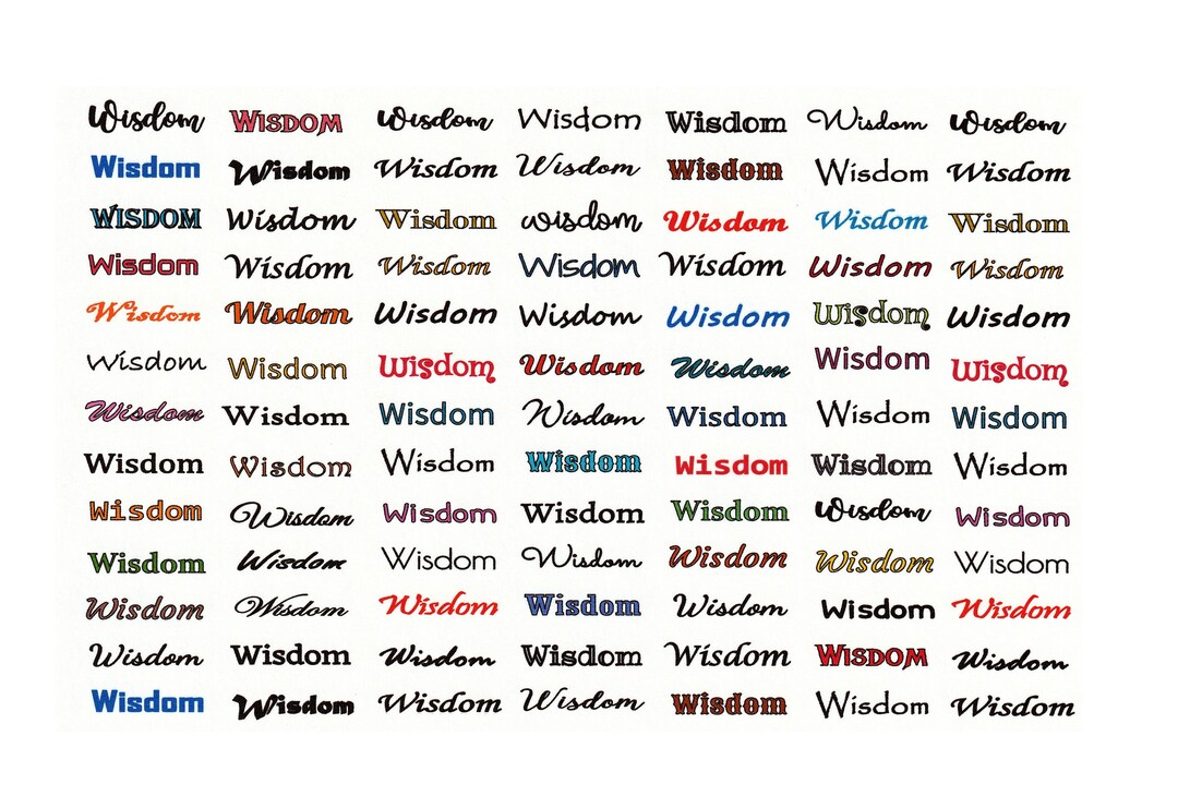 WISDOM Word Stickers - Planner Stickers - Script Stickers - Word of the ...