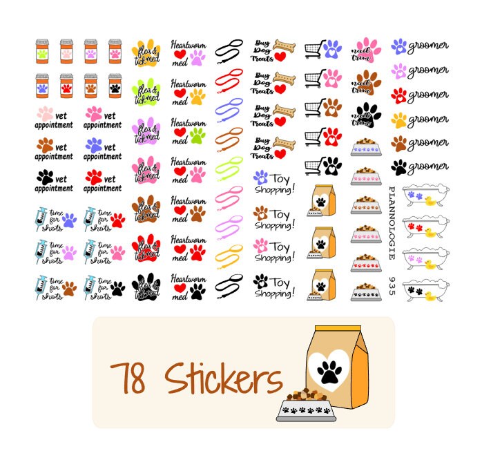 Dog Care Stickers Dog Planner Stickers Pet Medication - Etsy