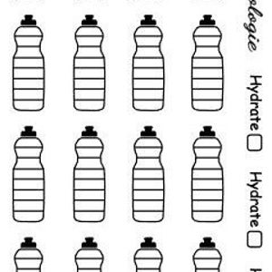 Water Bottle Hydration Tracker Stickers - Planner Stickers - Health ...