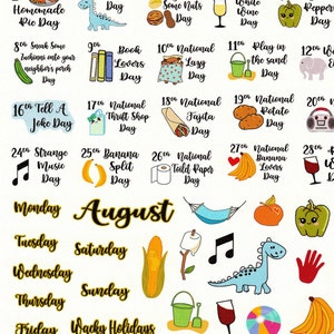 AUGUST Wacky Holidays Planner Stickers - Calendar Stickers - Celebrate ...