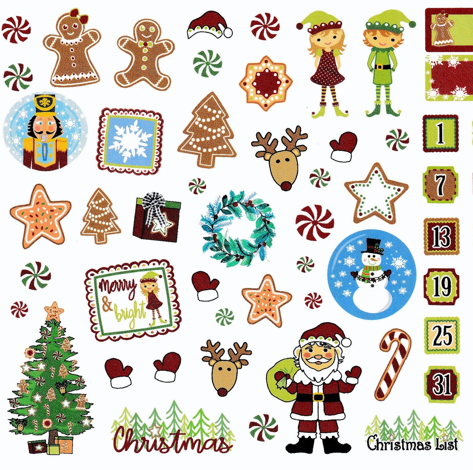 Christmas Planner Stickers Advent Calendar Date Covers - Etsy