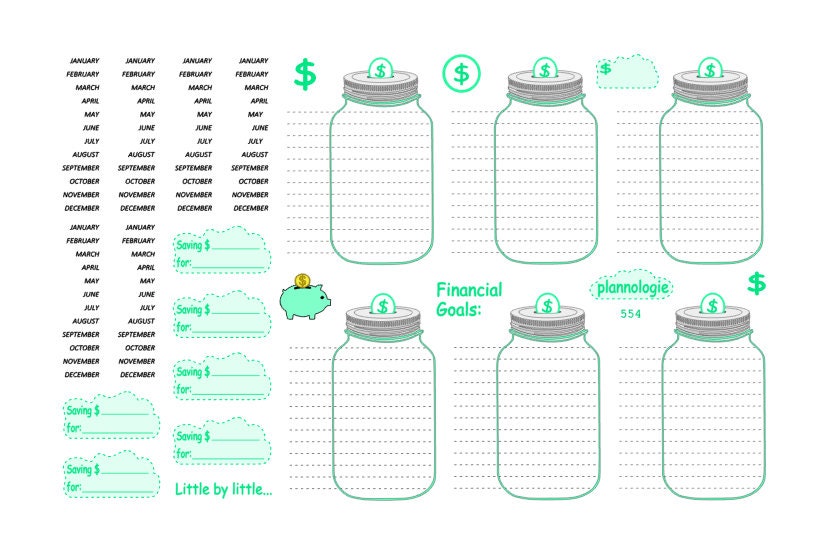 Savings Goal Planner Stickers Savings Challenge Savings Jar - Etsy
