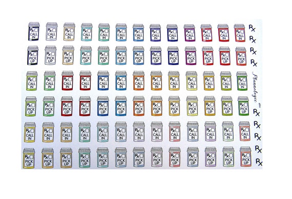 Medication Prescription Planner Stickers RX Refill Reminder | Etsy