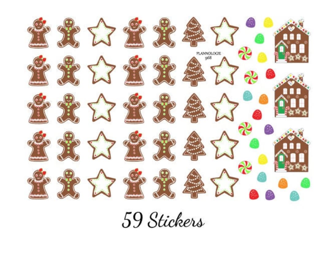 Gingerbread Cookie Stickers - Gingerbread Man - Gingerbread House ...