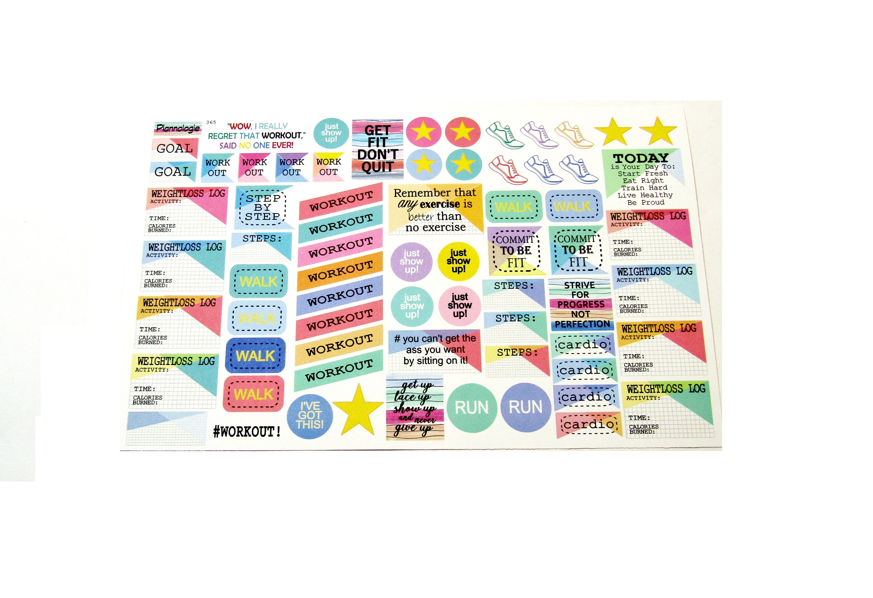 Fitness Exercise Weight Loss Motivational Stickers | Etsy