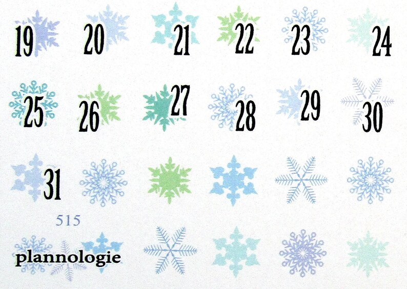 Snowflake Date Covers Planner Stickers Christmas Countdown - Etsy