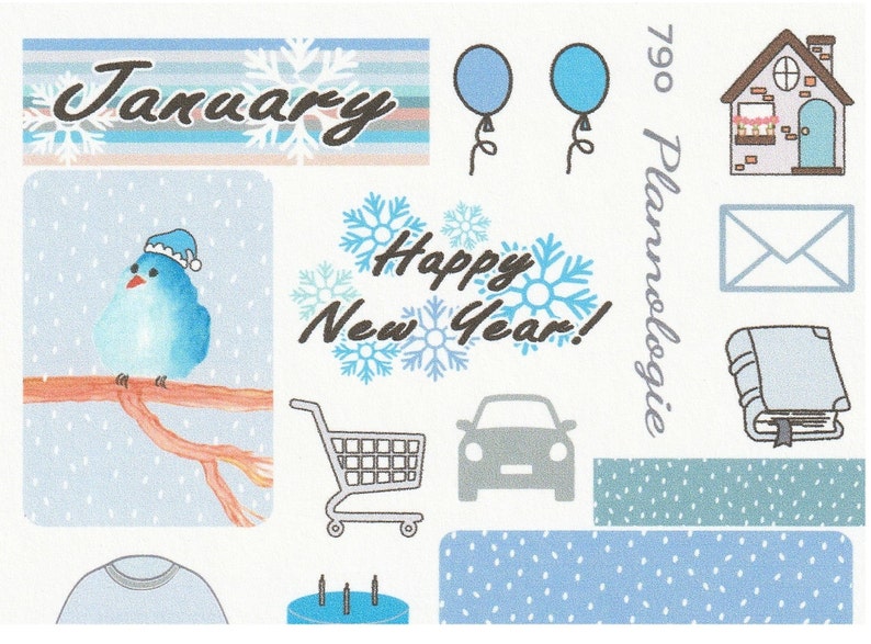 January Monthly Basics Sticker Kit Planner Stickers Happy - Etsy
