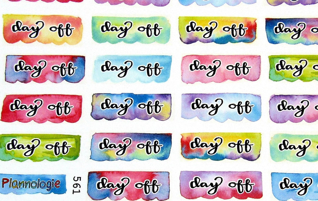 Day off Banner Stickers, Watercolor Stickers, Day off Planner Stickers ...