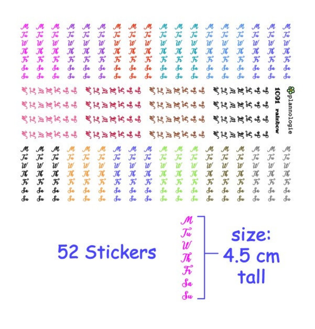 Days of the Week Initials Planner Stickers - Etsy