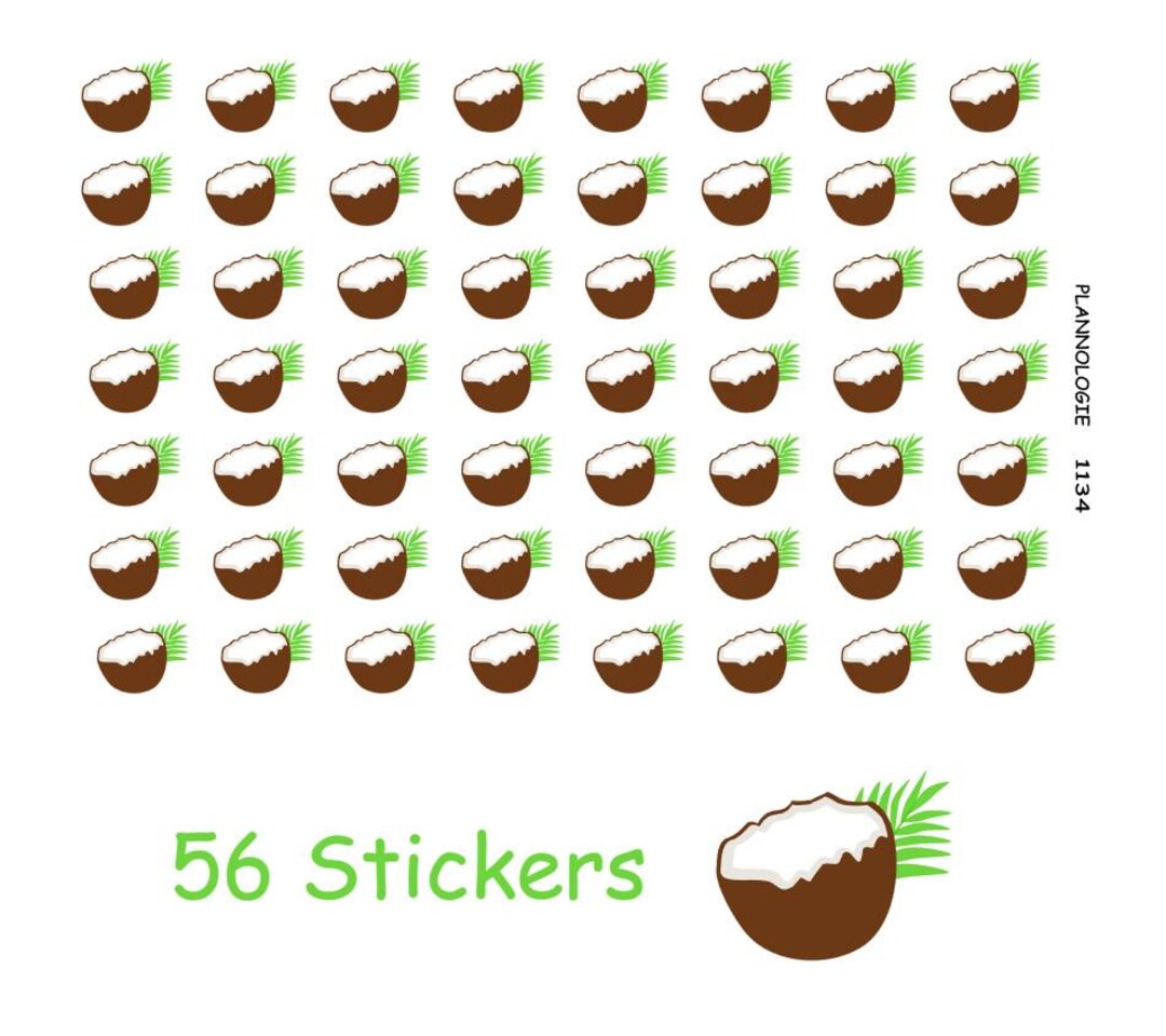 Coconut Stickers - Coconut Icon - Planner Stickers - Etsy