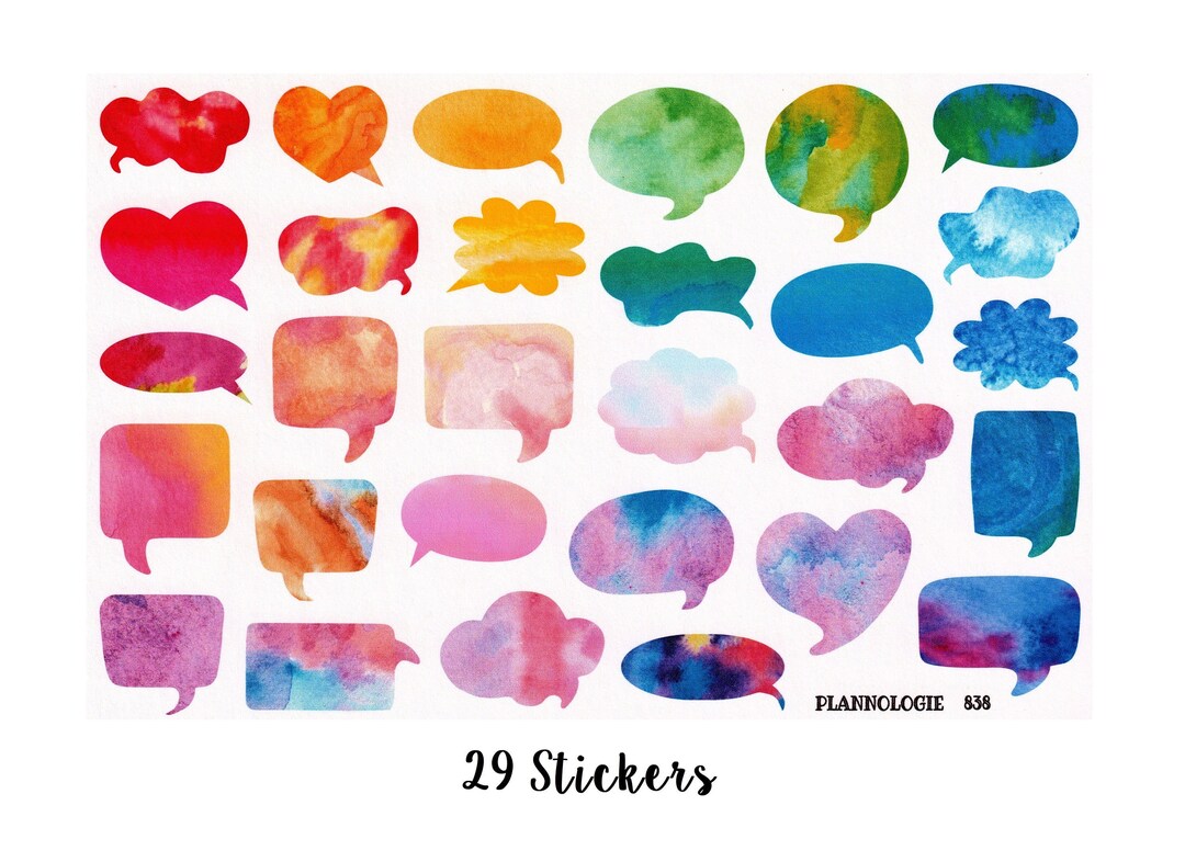 Watercolor Speech Bubble Stickers - Thought Bubble Stickers - Speech ...