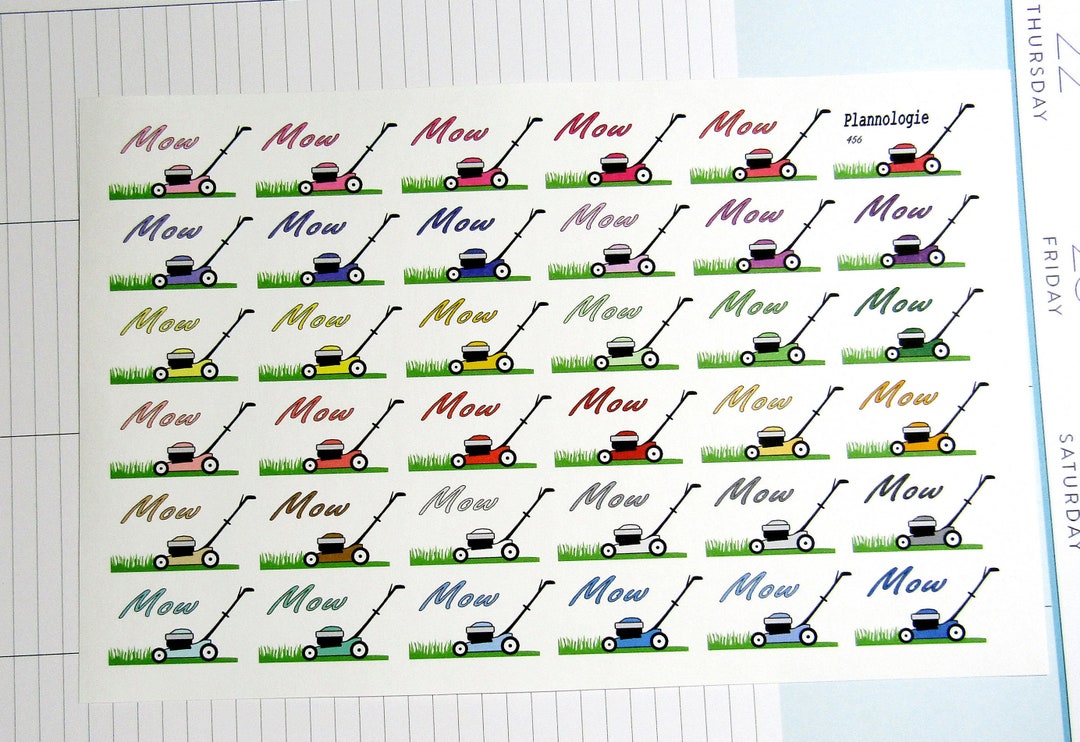 Lawnmower Planner Stickers - Cut Grass - Mow the Lawn - Etsy
