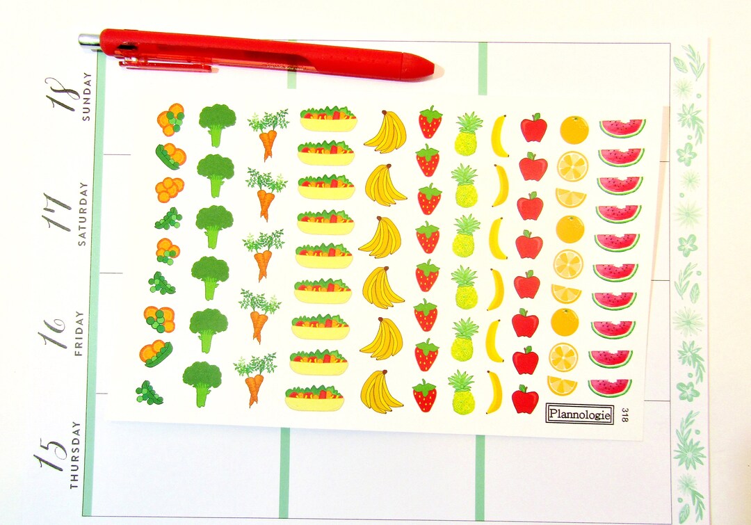 Mini Fruits and Veggies Planner Stickers - Etsy