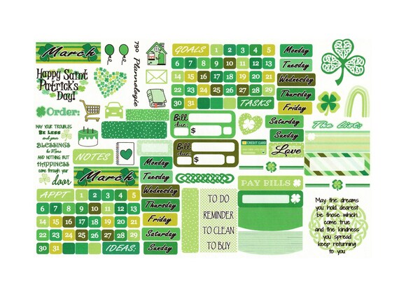 March Monthly Basics Sticker Kit Planner Stickers Saint | Etsy