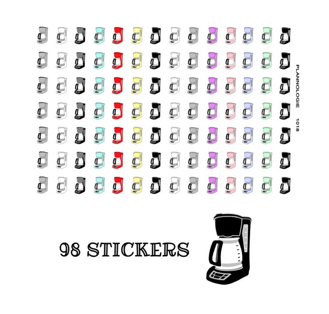 Coffee Maker Icon Stickers - Planner Stickers - Coffee Lover - Latte ...