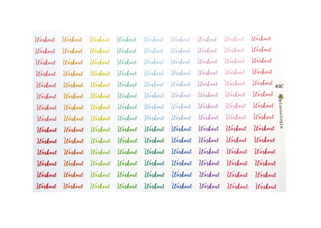 Workout Stickers Planner Stickers Script Stickers Fits Erin Condren, A5 ...