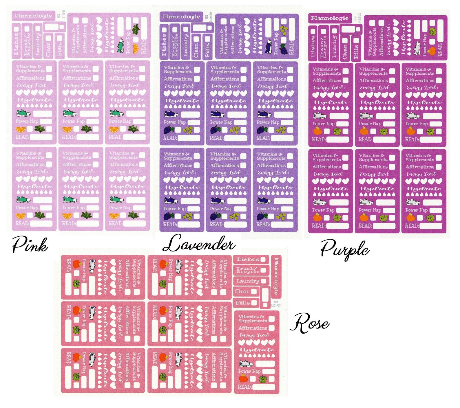 Daily Planner Checklists Stickers One Color Per Sheet Also | Etsy