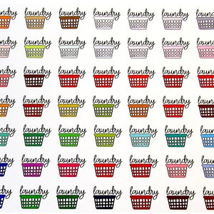 Laundry Planner Stickers - Watercolor Planner Stickers - Laundry Basket ...