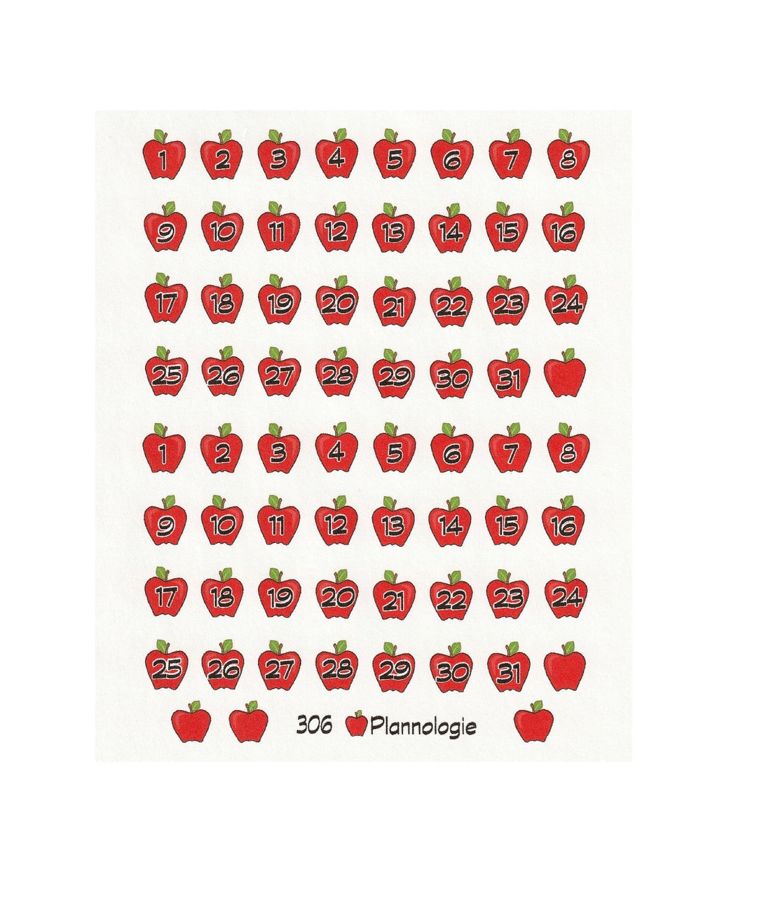 Apple Date Covers - Planner Stickers - Number Stickers - Countdown ...