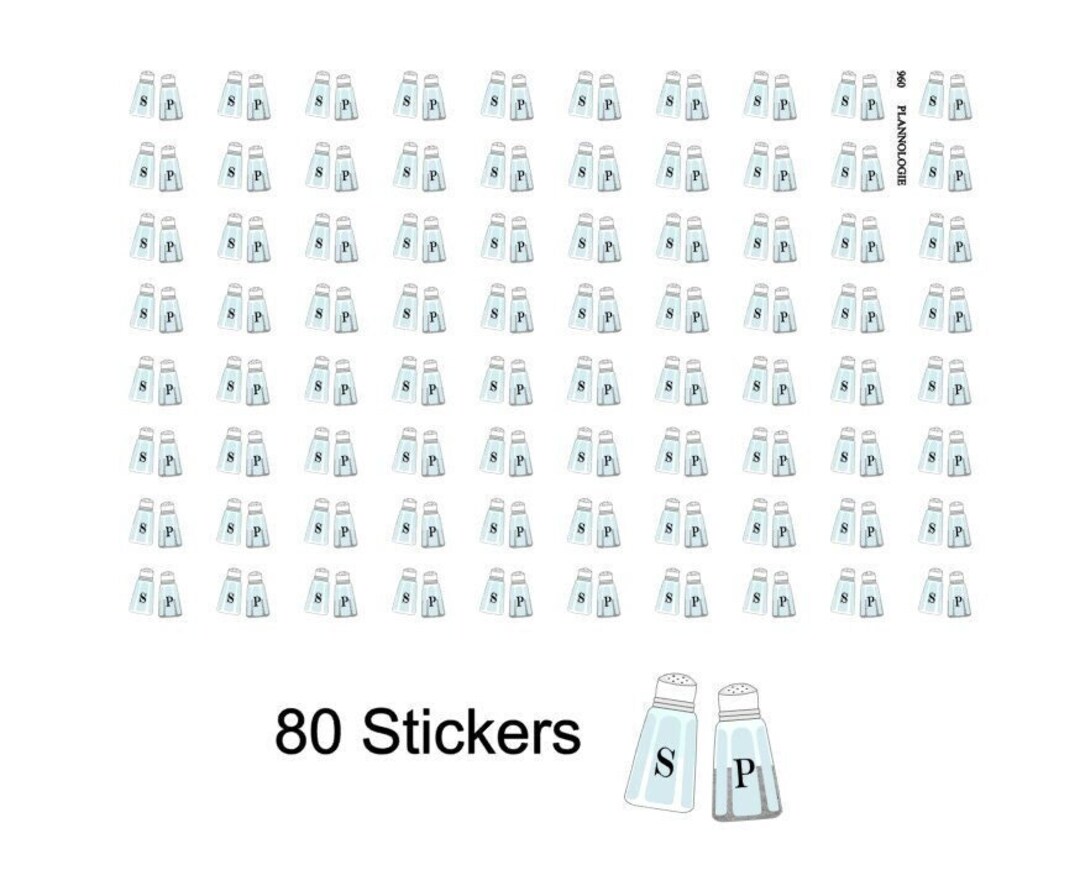 Salt and Pepper Icon Stickers - Seasoning Stickers - Food Stickers ...