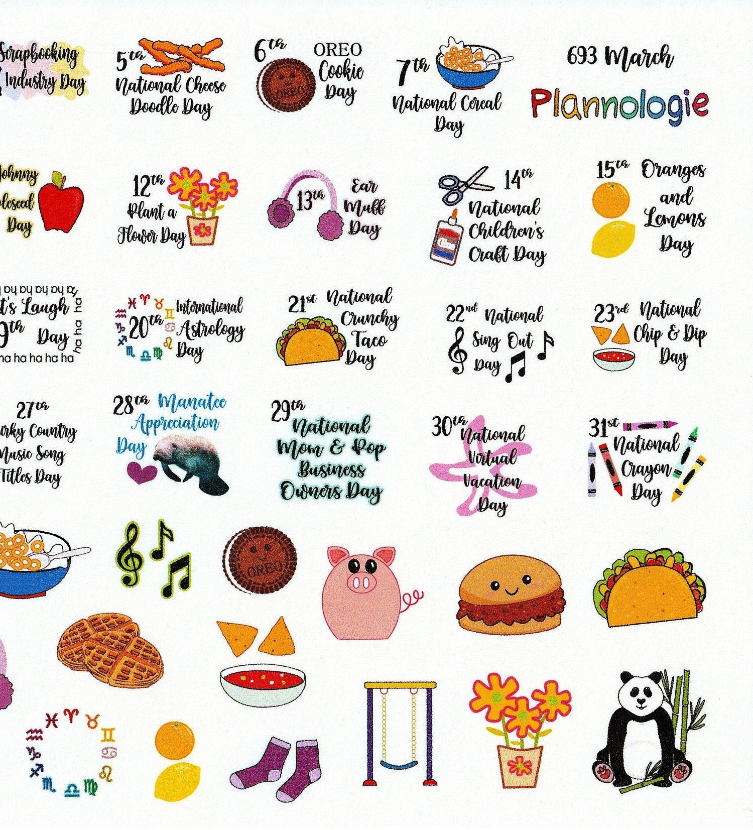 MARCH Wacky Holidays Planner Stickers Calendar Stickers | Etsy